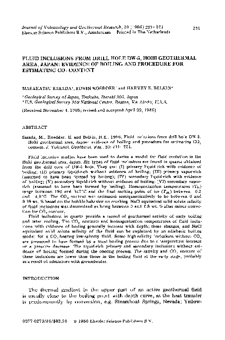 (PDF) Fluid inclusion from drill hole DW-5, Hohi geothermal area, Japan ...