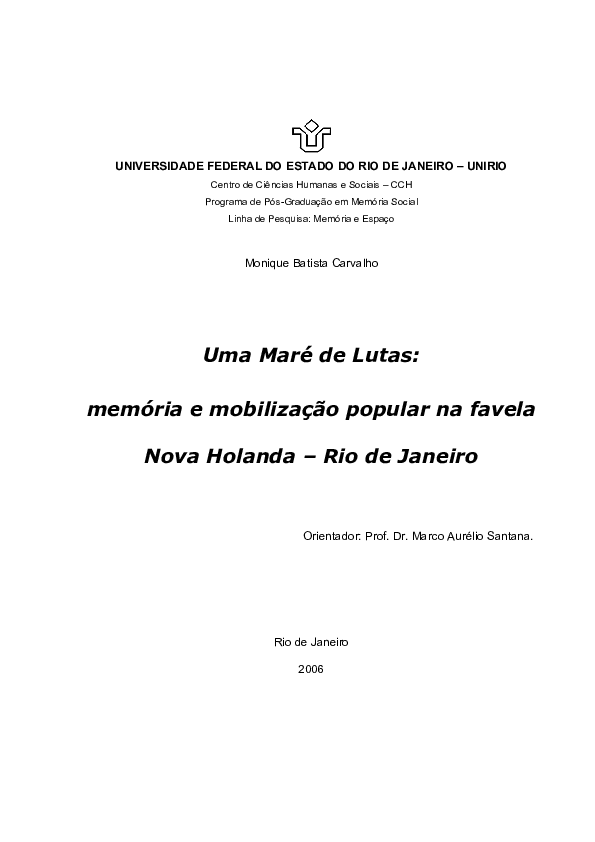 (PDF) Uma Maré de lutas: memória e mobilização popular na favela Nova ...