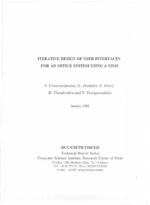 (PDF) Iterative Design of User Interfaces for an Office System using a UIMS