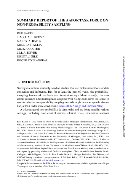 (PDF) Summary report of the AAPOR task force on non-probability sampling