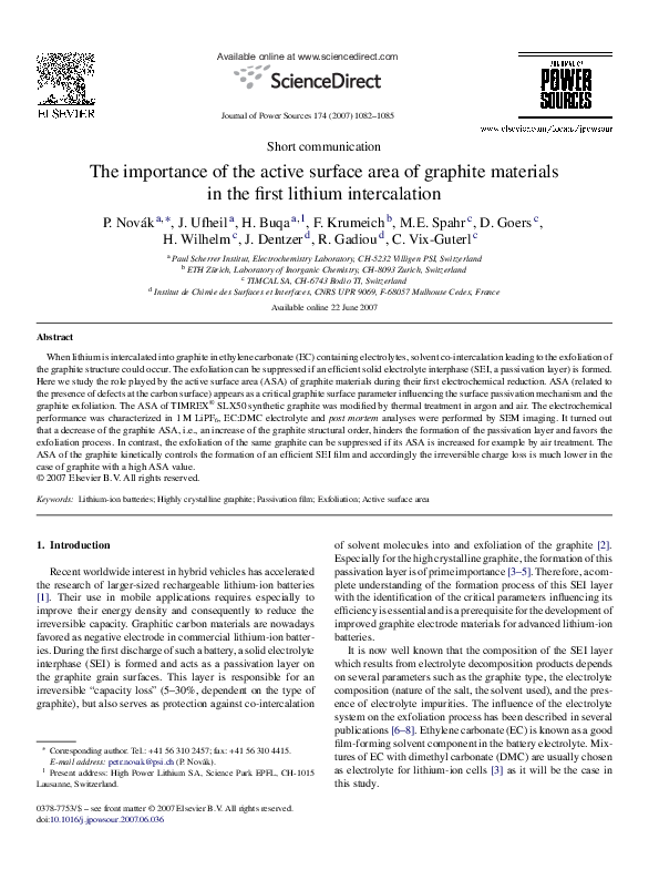 (PDF) The importance of the active surface area of graphite materials ...