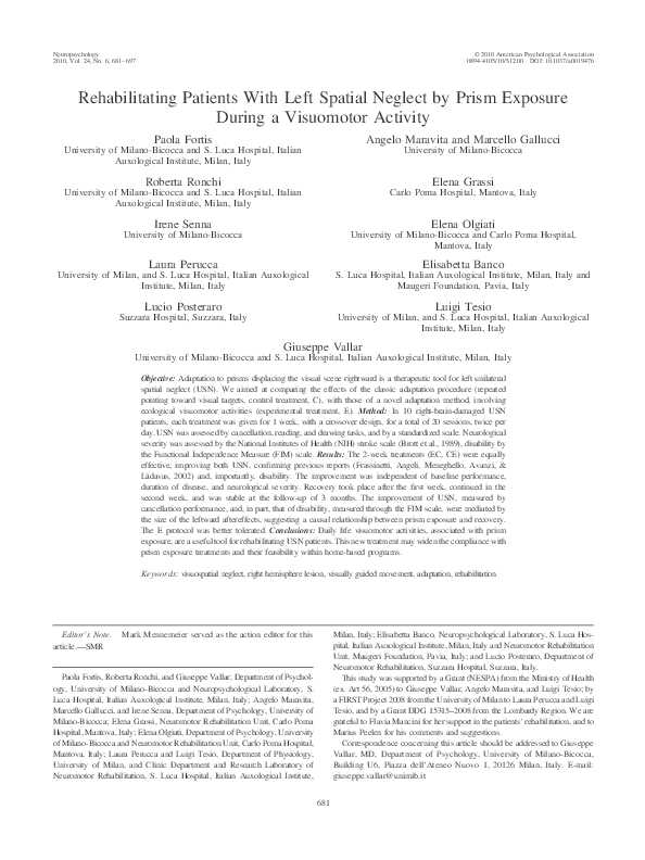 (PDF) Rehabilitating patients with left spatial neglect by prism ...