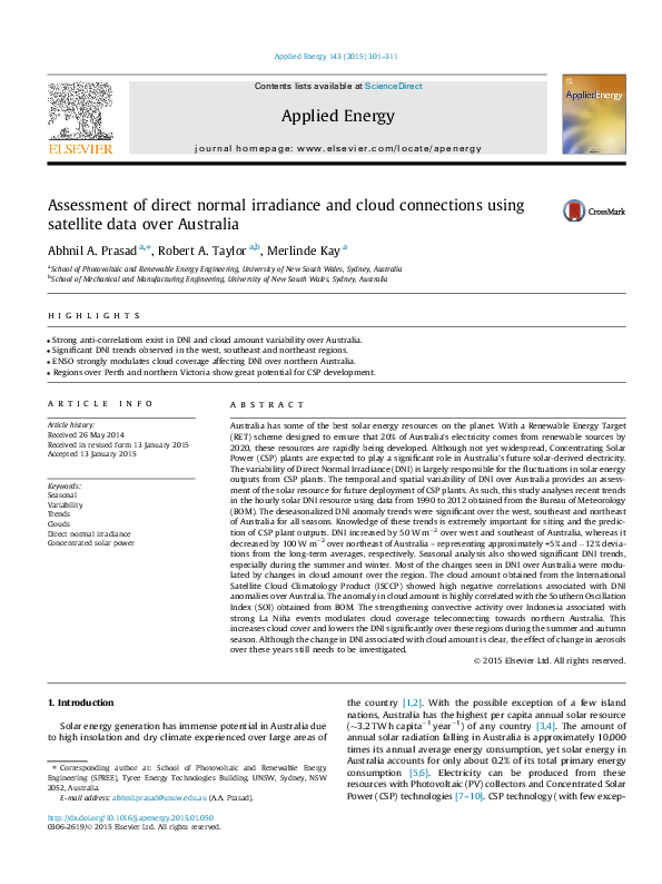 (PDF) Assessment of direct normal irradiance and cloud connections ...