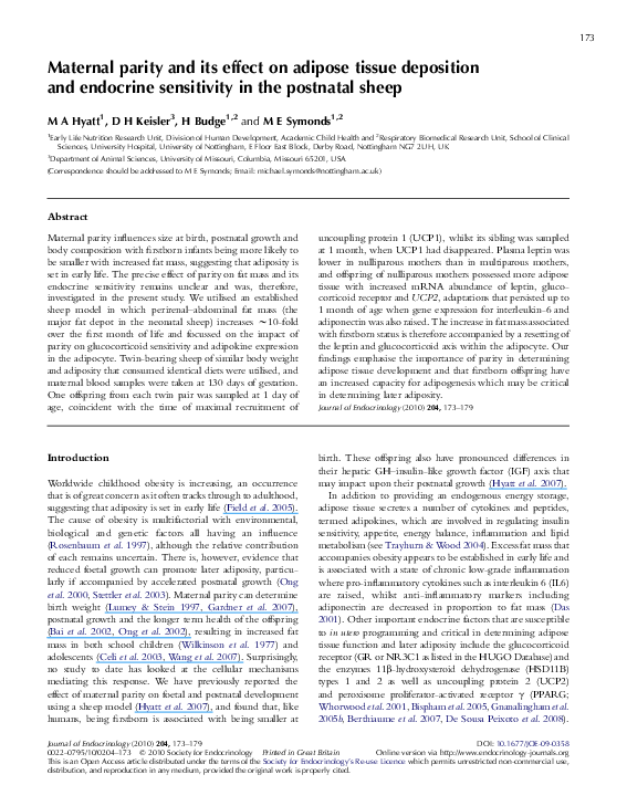(PDF) Maternal parity and its effect on adipose tissue deposition and ...