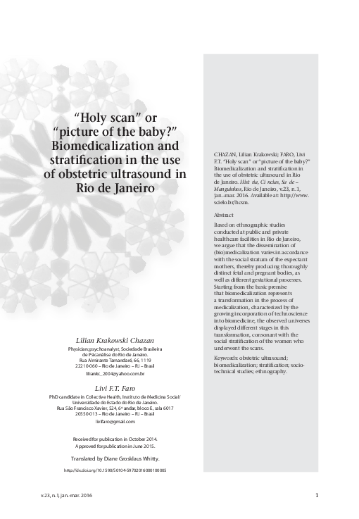 (PDF) “Holy scan” or “picture of the baby?” Biomedicalization and ...
