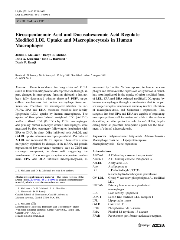 (PDF) Eicosapentaenoic acid and docosahexaenoic acid exert anti-inflammatory and antinociceptive ...