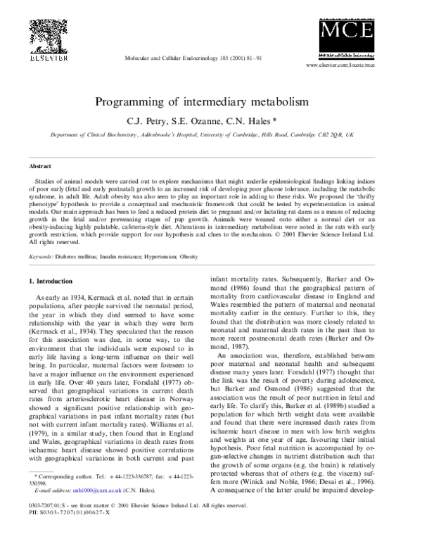 (PDF) Programming of intermediary metabolism
