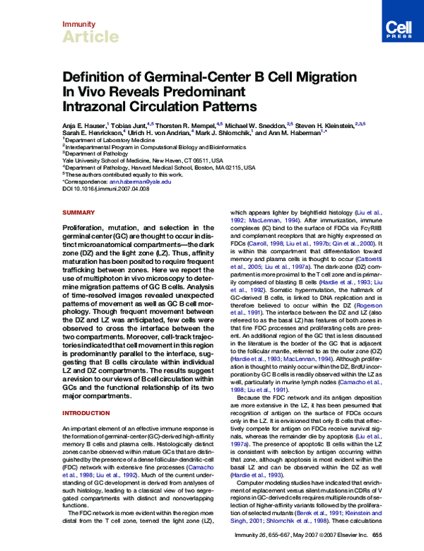 (PDF) Definition of Germinal-Center B Cell Migration In Vivo Reveals ...