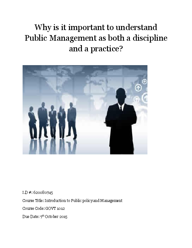 (DOC) Why is it important to understand Public Management as both a ...