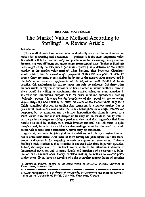 (PDF) The Market Value Method According to Sterling:1 A Review Article