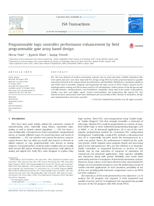 Pdf Programmable Logic Controller Performance Enhancement By Field Programmable Gate Array