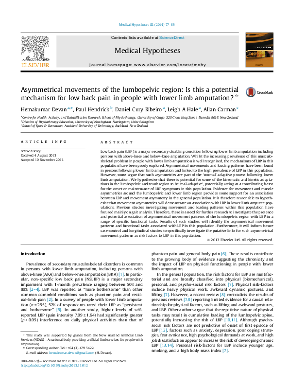 (PDF) Asymmetrical movements of the lumbopelvic region: Is this a ...
