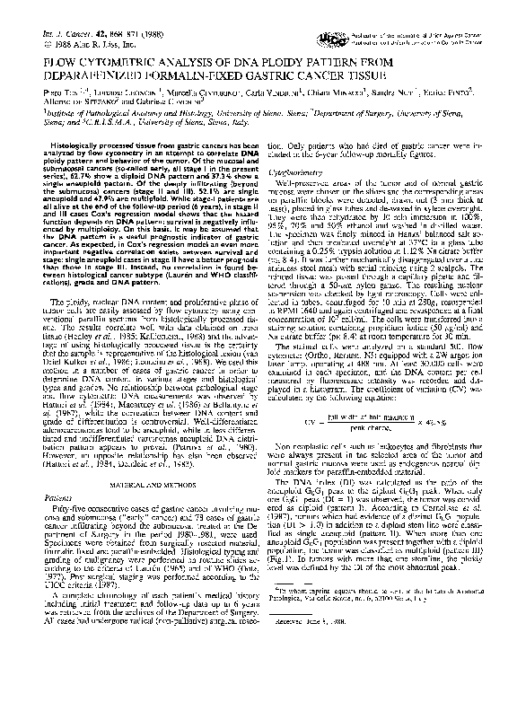 (PDF) Flow cytometric analysis of DNA ploidy pattern from ...