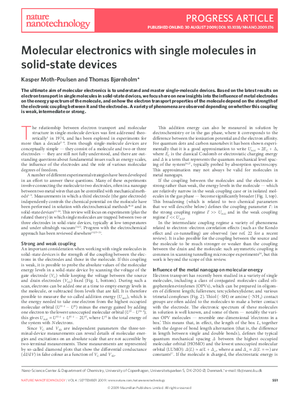 (PDF) Molecular electronics with single molecules in solid-state devices