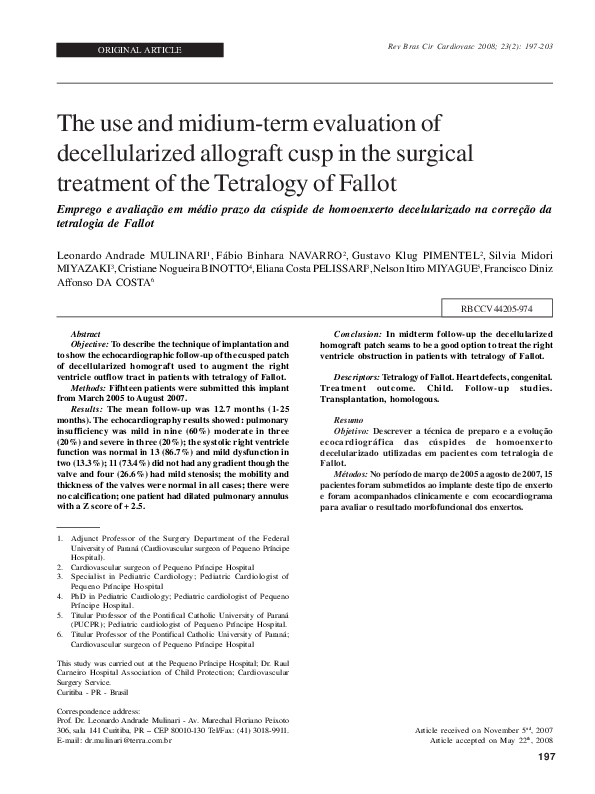 (PDF) The use and midium-term evaluation of decellularized allograft cusp in the surgical ...