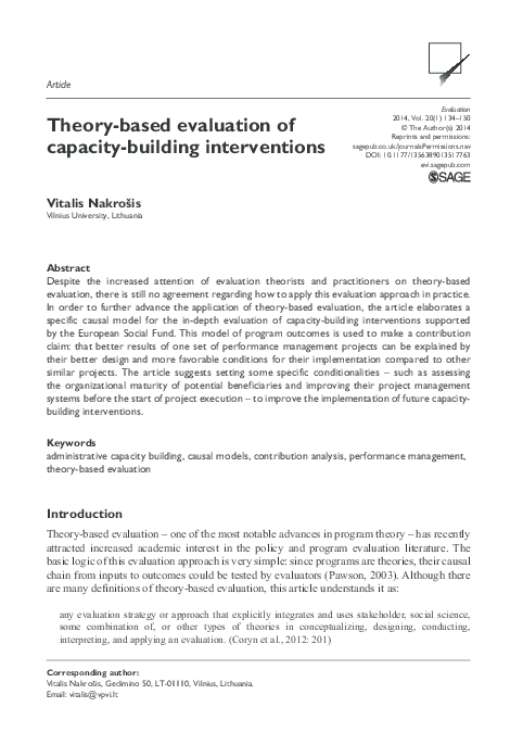 (PDF) Theory-based evaluation of capacity-building interventions