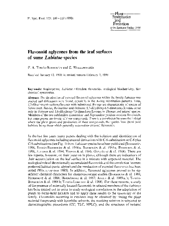 (PDF) Flavonoid aglycones from the leaf surfaces of some Labiatae ...