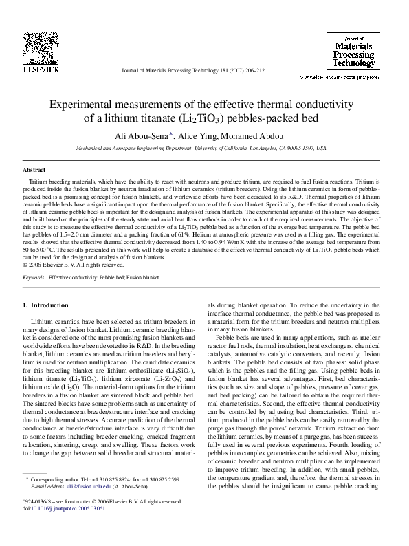 (PDF) Experimental measurements of the effective thermal conductivity ...