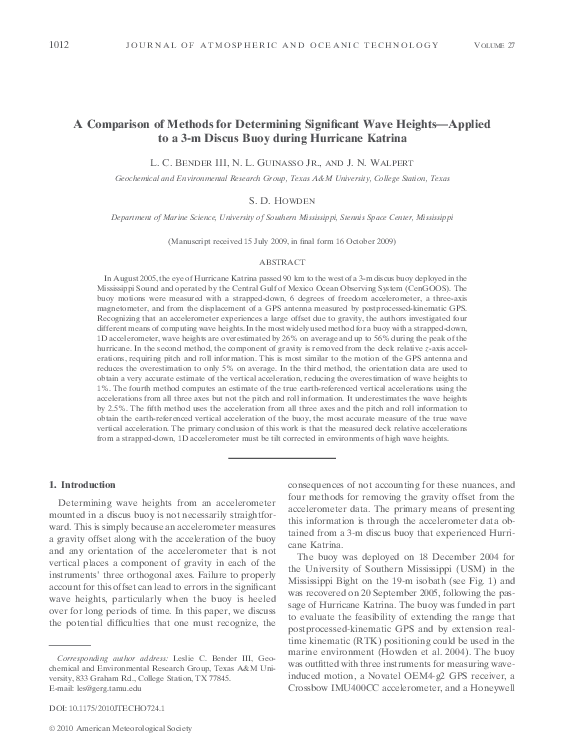 (PDF) A Comparison of Methods for Determining Significant Wave Heights ...