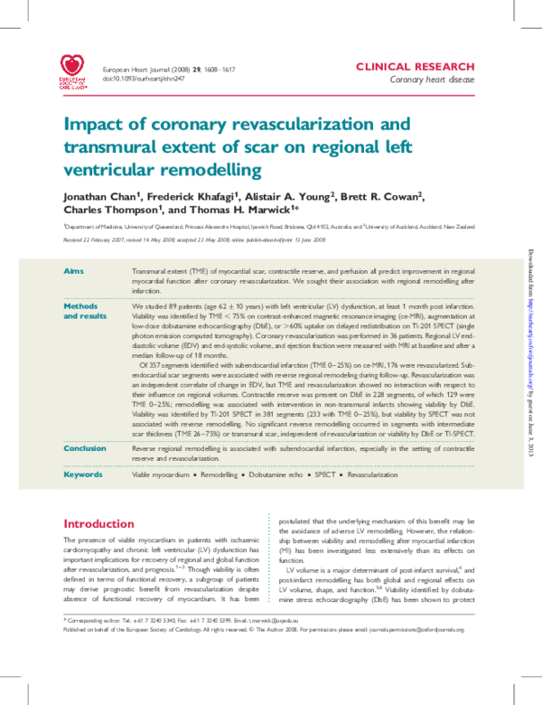 (PDF) Impact of coronary revascularization and transmural extent of ...