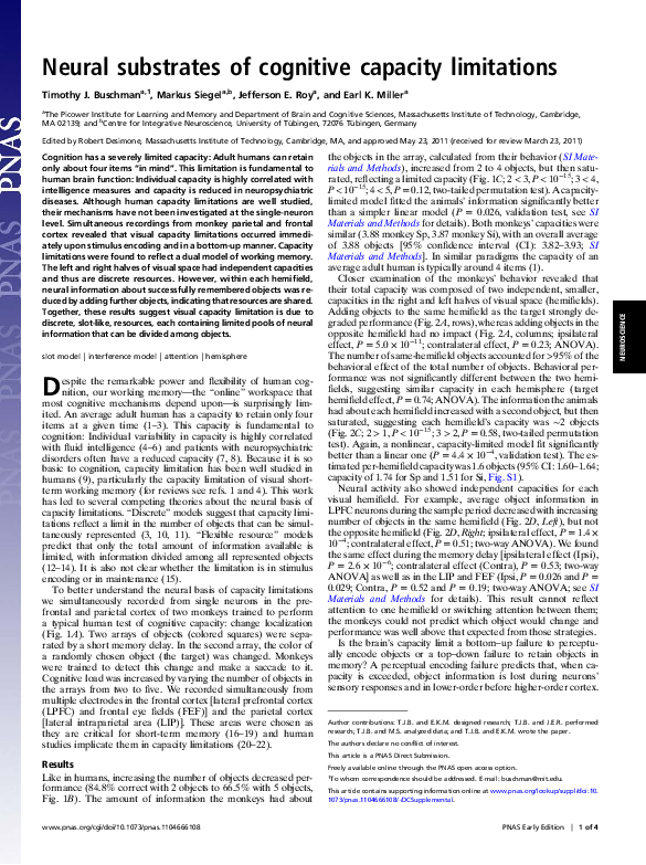 (PDF) Neural substrates of cognitive capacity limitations