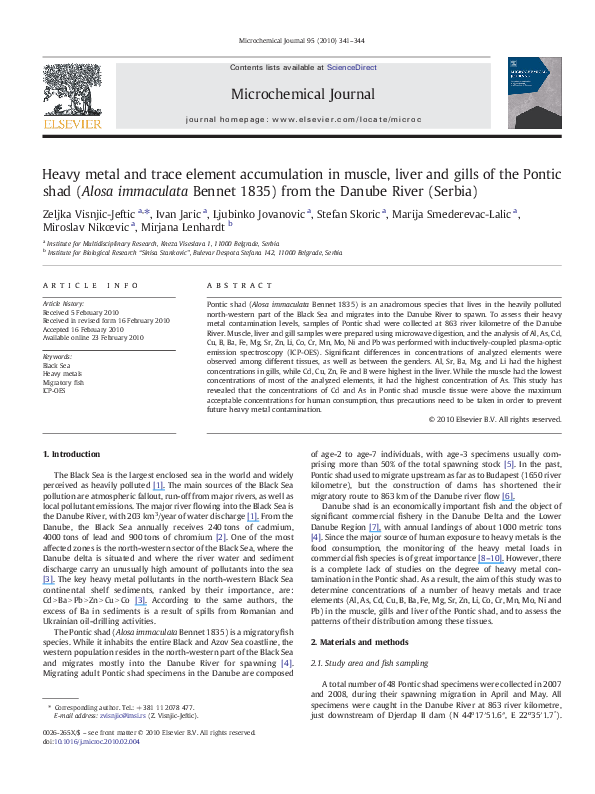 (PDF) Heavy metal and trace element accumulation in muscle, liver and ...