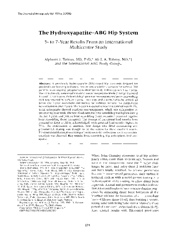 (PDF) The hydroxyapatite-ABG hip system