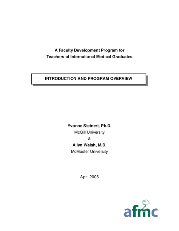 (PDF) A Faculty Development Program for Teachers of International ...
