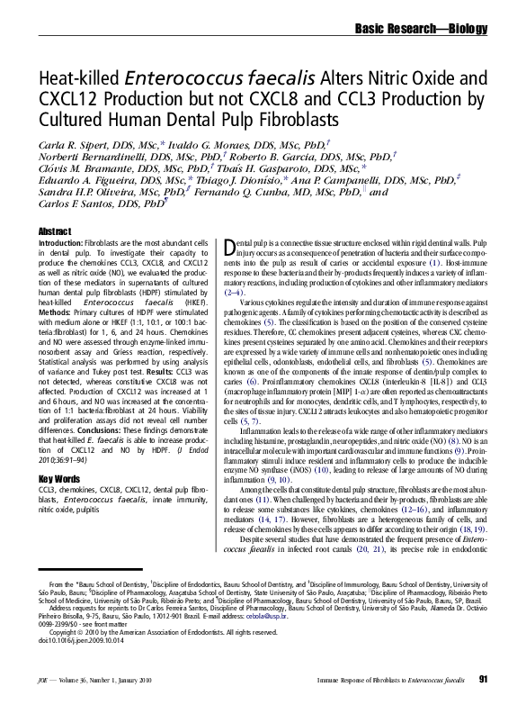 (PDF) Heat-killed Enterococcus faecalis alters nitric oxide and CXCL12 ...