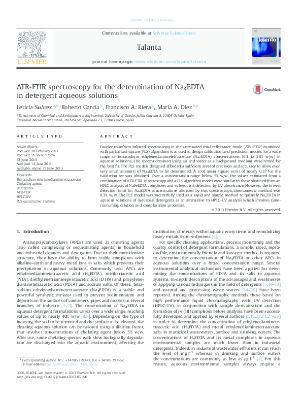 (PDF) ATR-FTIR spectroscopy for the determination of Na4EDTA in ...
