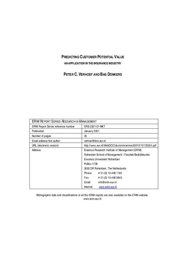 (PDF) Predicting customer potential value an application in the ...
