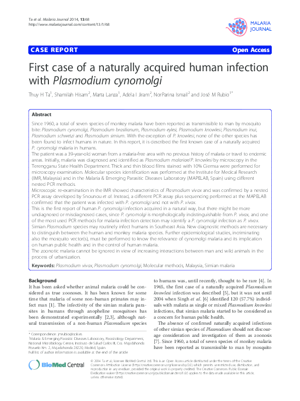 (PDF) First case of a naturally acquired human infection with ...