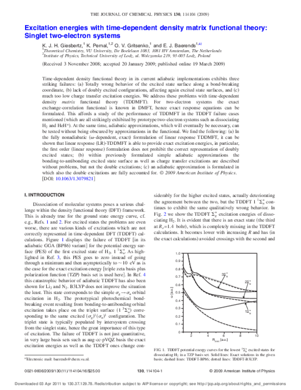 (PDF) Excitation energies with time-dependent density matrix functional theory: Singlet two ...