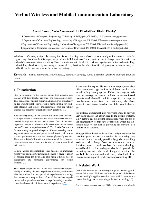 (PDF) Virtual Wireless and Mobile Communication Laboratory
