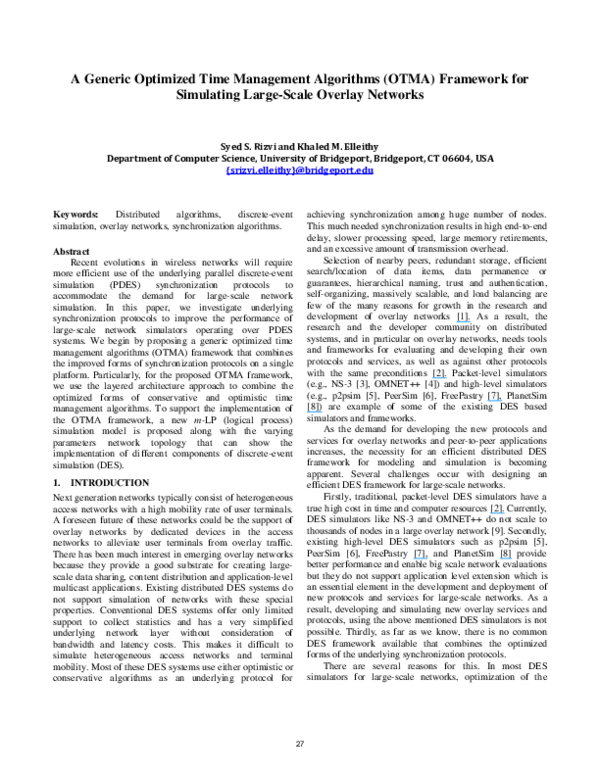 (PDF) A generic optimized time management algorithms (OTMA) framework for simulating large-scale ...