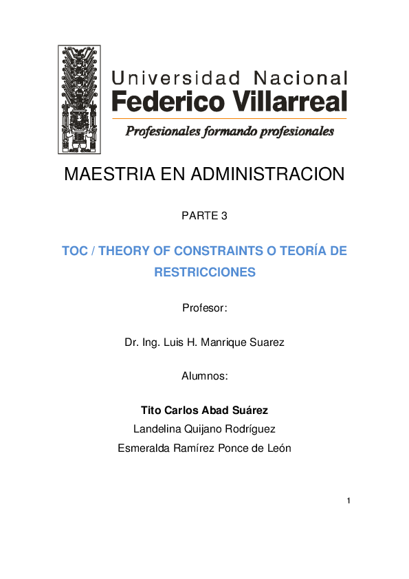 (PDF) Teoría de Restricciones TOC