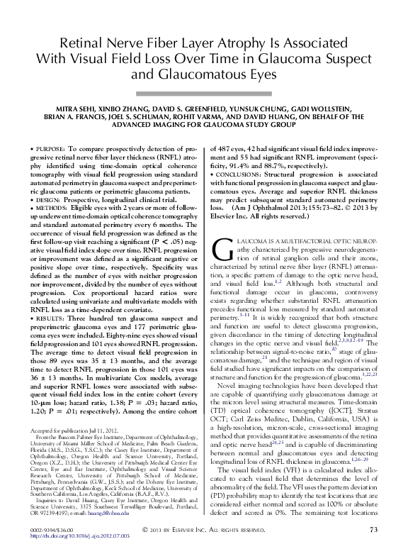 (PDF) Retinal Nerve Fiber Layer Atrophy Is Associated With Visual Field ...
