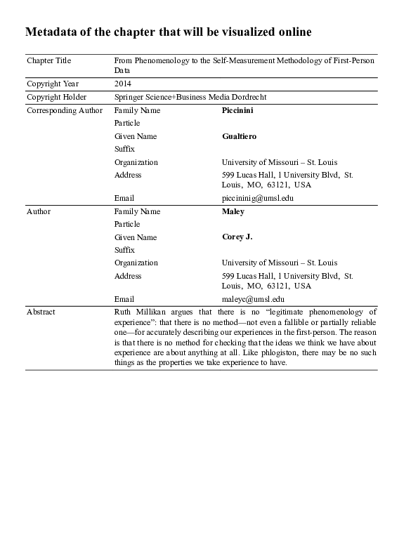 (PDF) From Phenomenology to the Self-Measurement Methodology of First ...