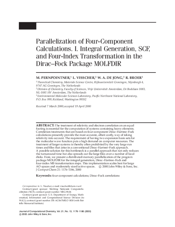 Pdf Parallelization Of Four Component Calculations Ii Symmetry Driven Parallelization Of The