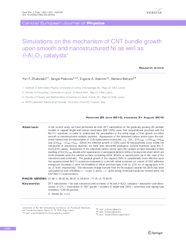 (PDF) Simulations on the mechanism of CNT bundle growth upon smooth and ...