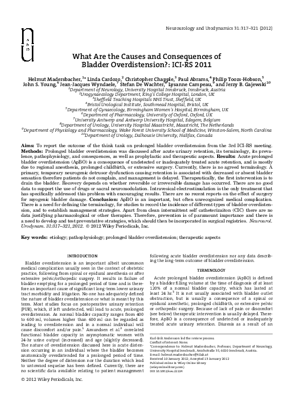 (PDF) What are the causes and consequences of bladder overdistension?