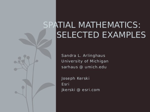 (PPT) Spatial Mathematics: Selected Examples