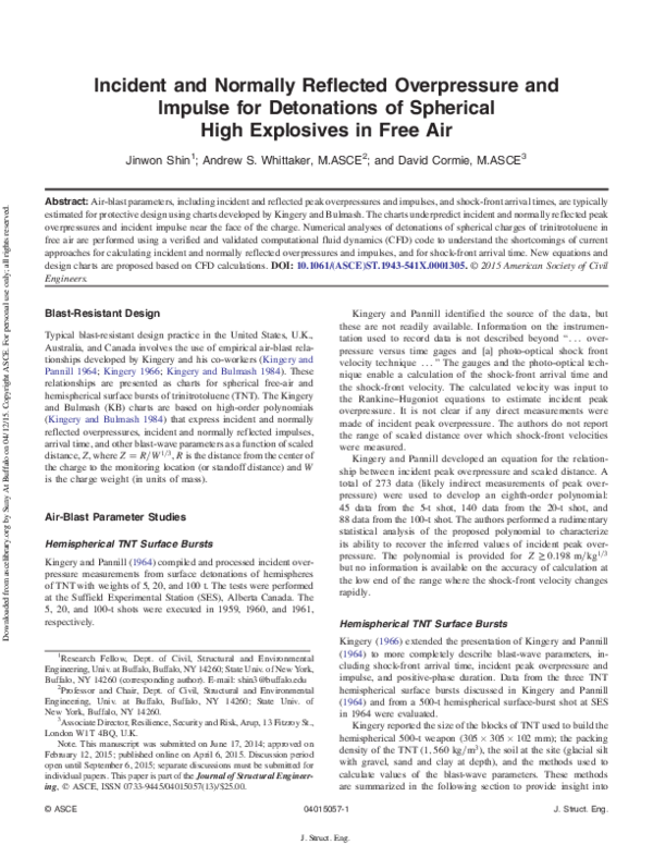 (PDF) Incident and Normally Reflected Overpressure and Impulse for ...