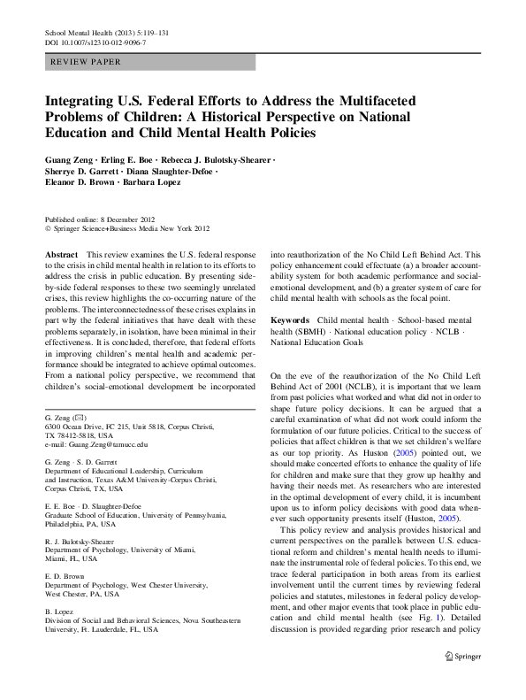 (PDF) Integrating U.S. Federal Efforts to Address the Multifaceted ...