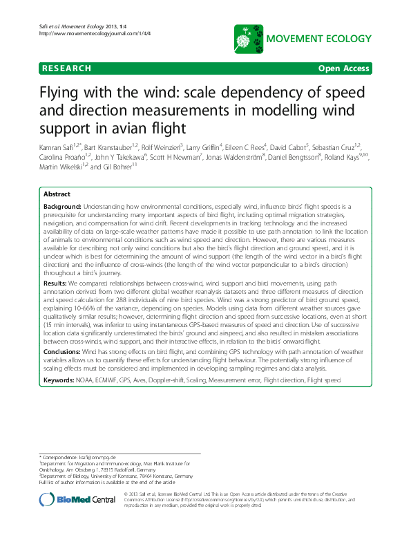 (PDF) Flying with the wind: scale dependency of speed and direction ...