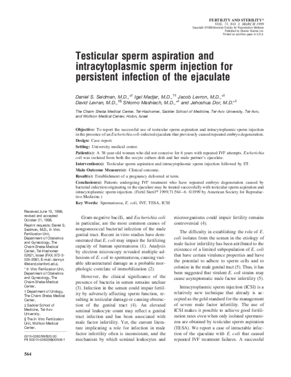 (PDF) Testicular sperm aspiration and intracytoplasmic sperm injection ...