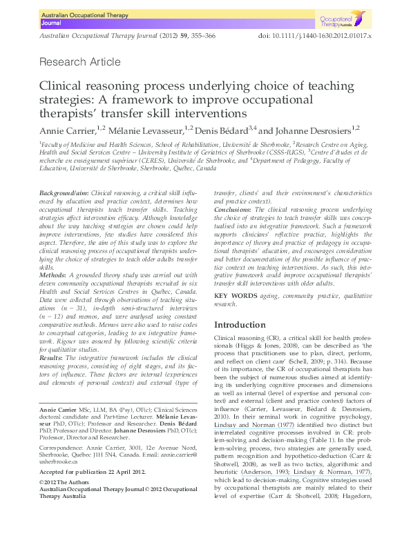(PDF) Clinical reasoning process underlying choice of teaching ...