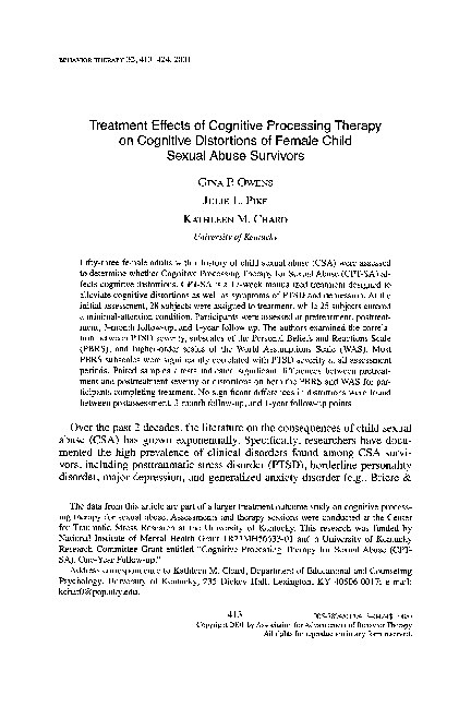 (PDF) Treatment effects of cognitive processing therapy on cognitive ...