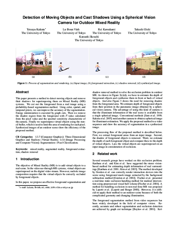 (PDF) Detection of moving objects and cast shadows using a spherical vision camera for outdoor ...