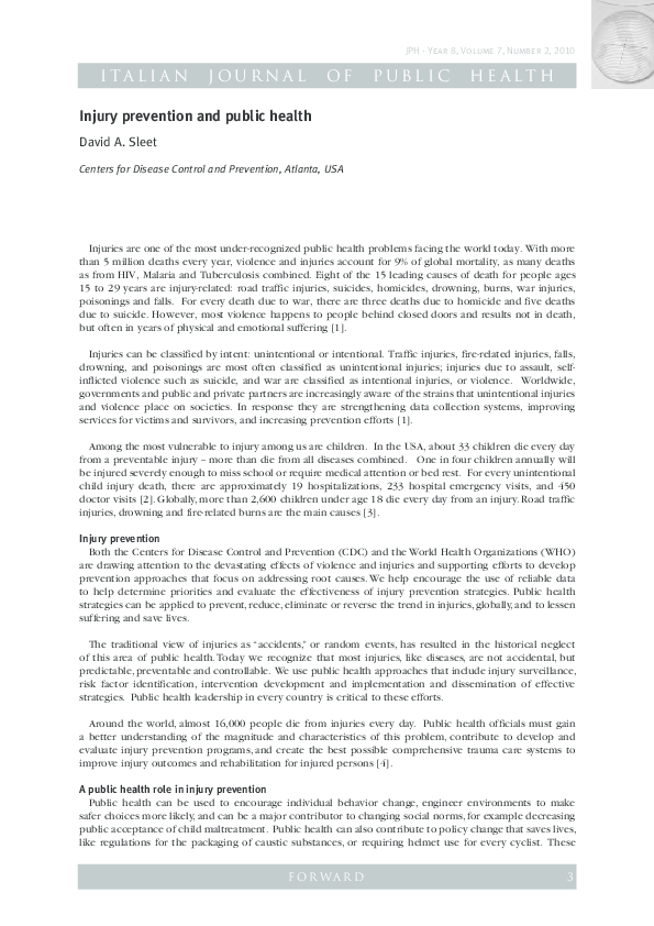 (PDF) Injury prevention and public health